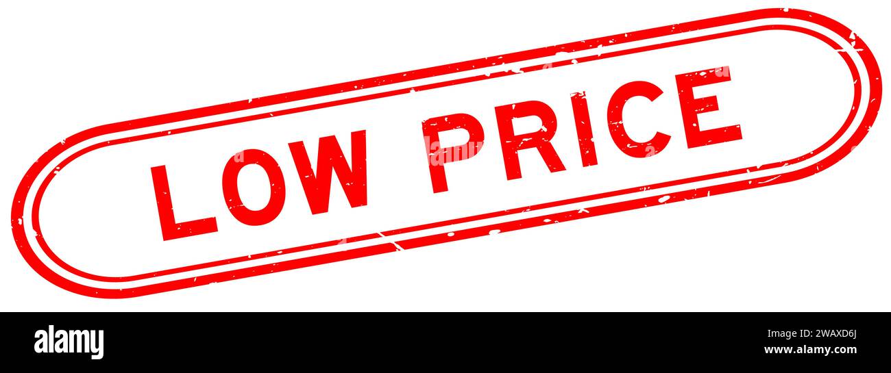 Grunge red low price word rubber seal stamp on white background Stock ...