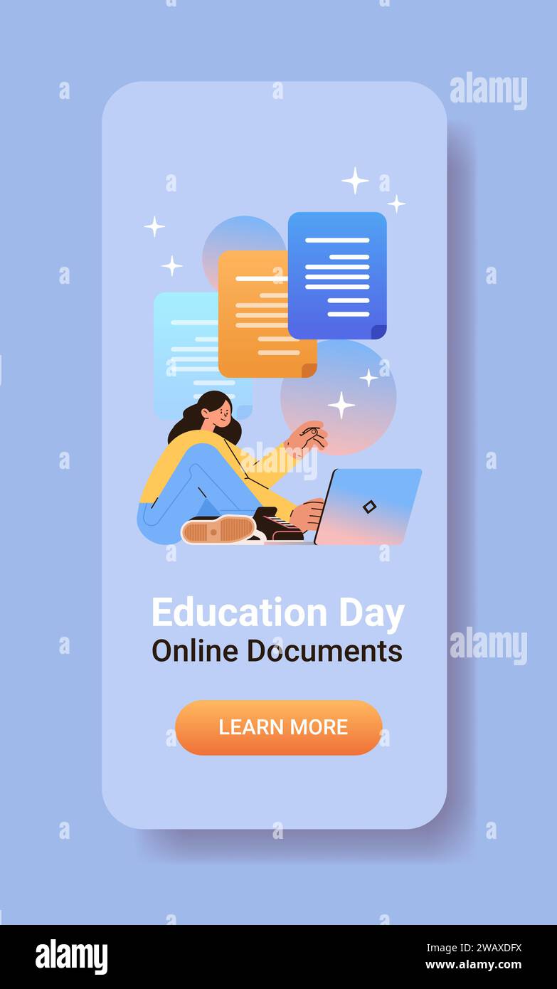 girl student sending documents online education day live webinar ...