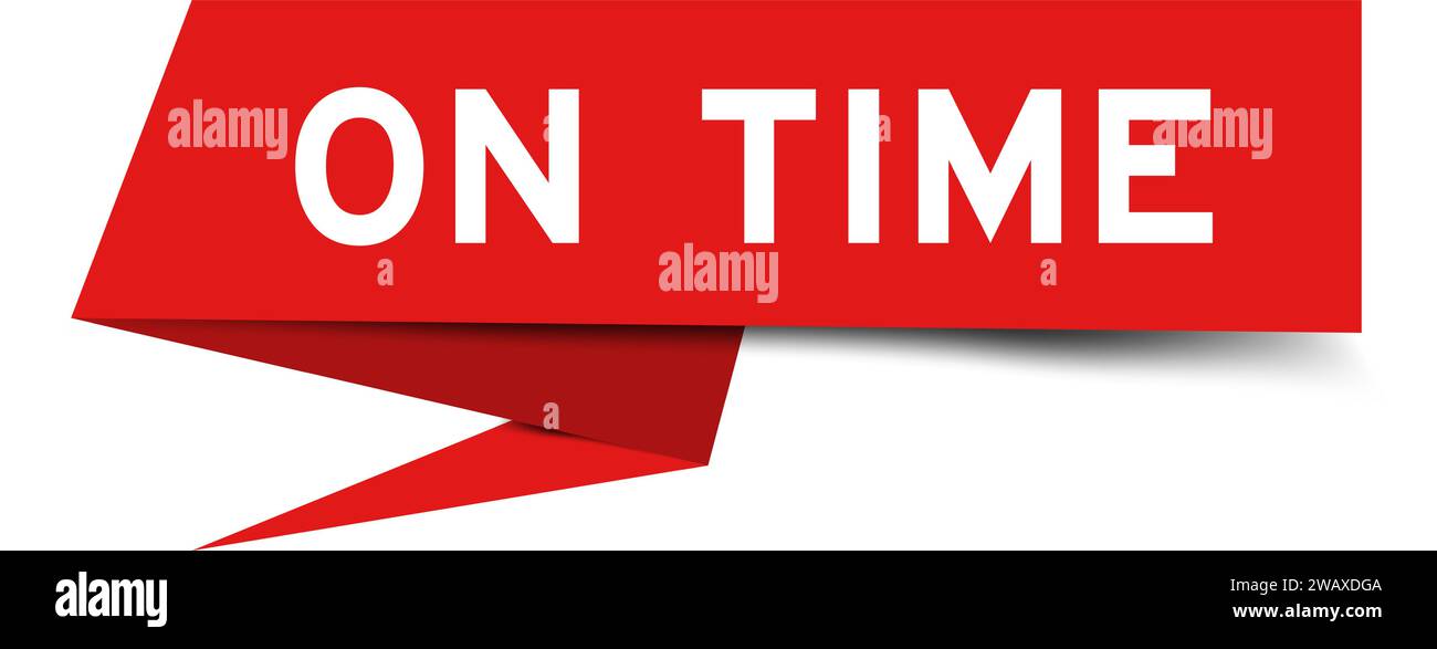 Red color speech banner with word on time on white background Stock ...