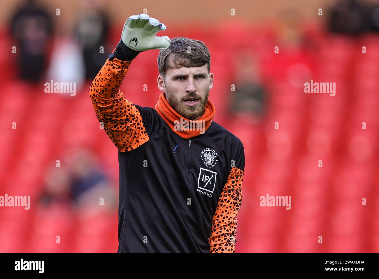 Nottingham, UK. 07th Jan, 2024. Daniel Grimshaw of Blackpool in the ...
