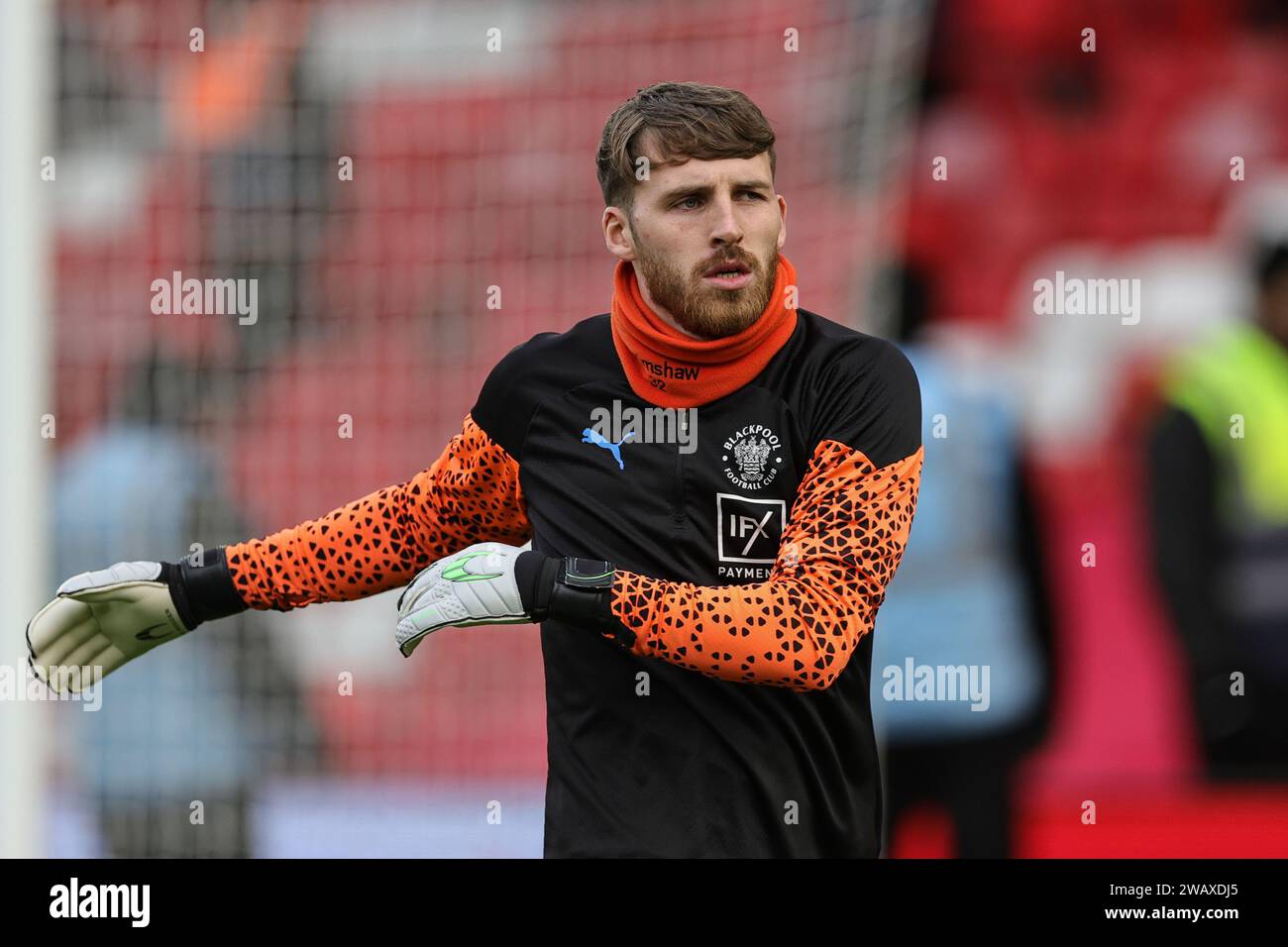 Nottingham, UK. 07th Jan, 2024. Daniel Grimshaw of Blackpool in the ...