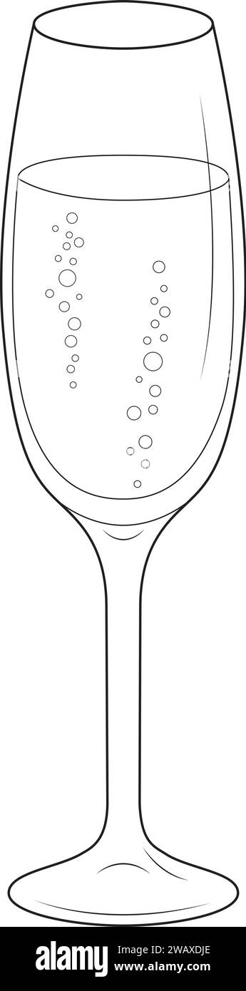 Champagne glass vector. Champagne glass icon. Champagne with bubbles icon. Wine glass. Sparkling ...