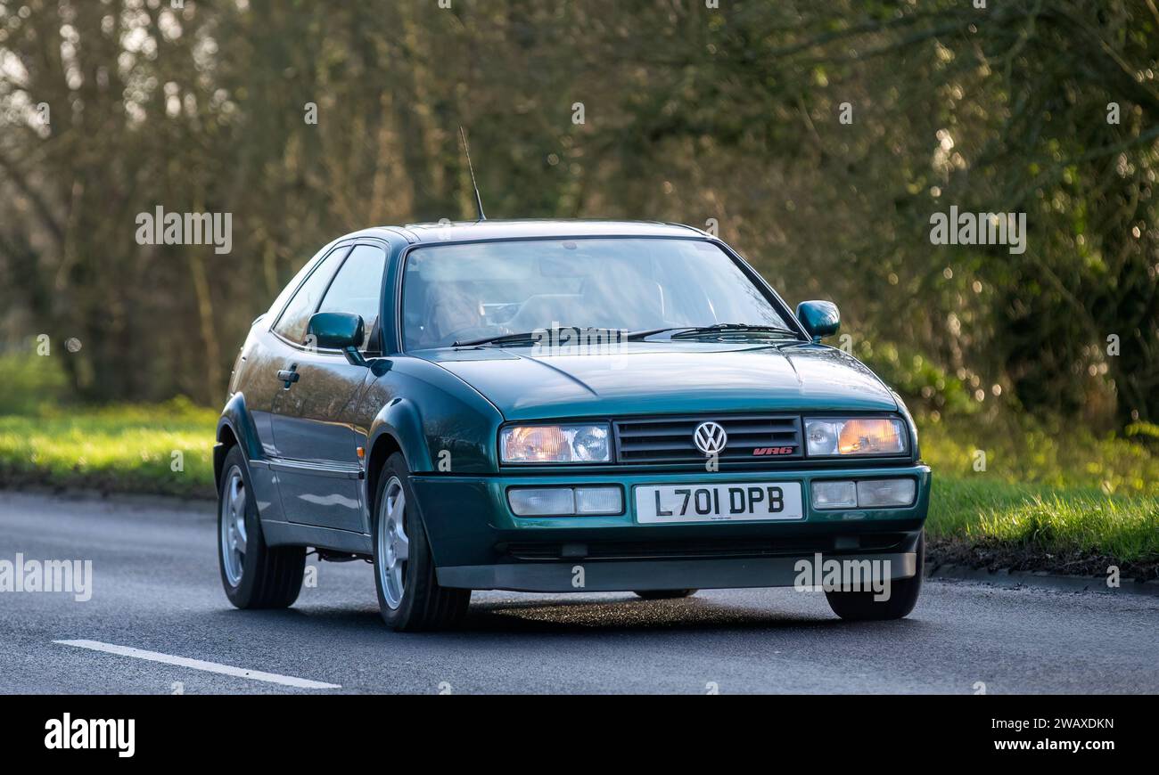 Stony Stratford,UK Jan 1st 2024. 1993 green Volkswagen Corrado classic ...