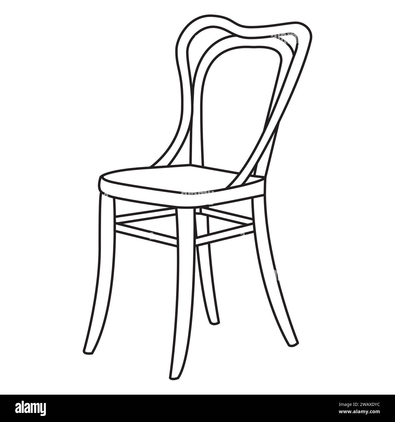 Classic wooden chair. Black and white. vector illustration on white ...