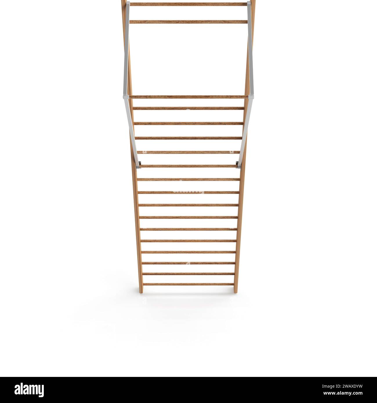 3D illustration of a wooden ladder against a white background Stock ...