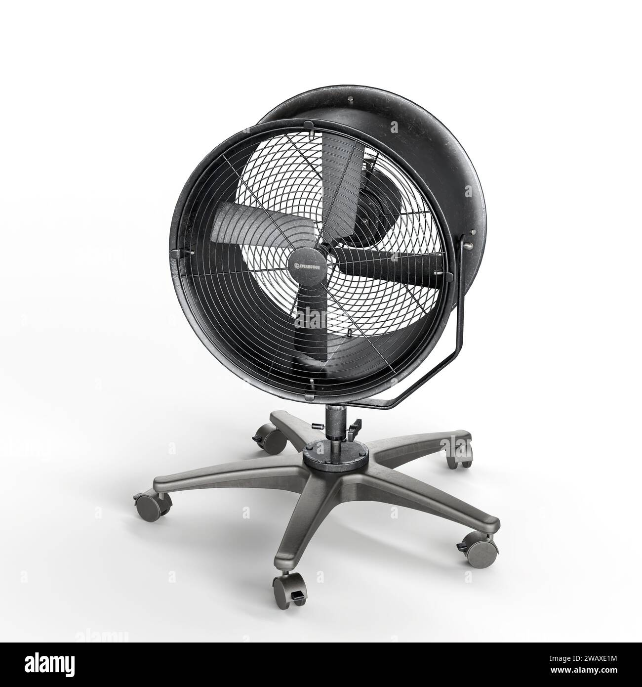 A 3D rendering of a metallic fan on a white background Stock Photo - Alamy