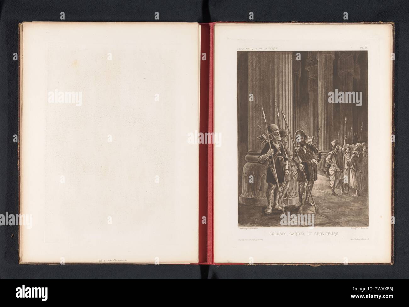 Reproduction of a drawing of soldiers, guards and servants by Jane ...