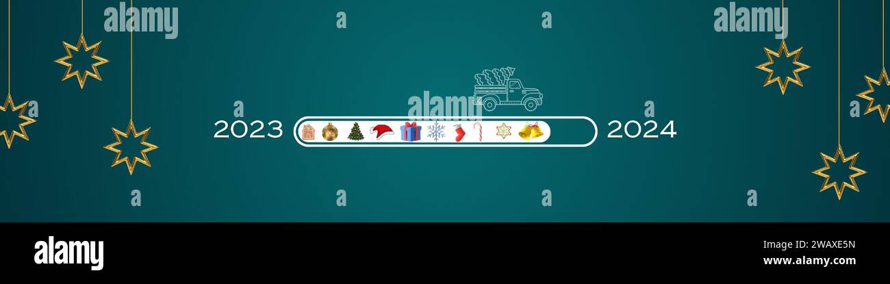 Christmas loading bar in form of Christmas element. Happy New Year 2024 ...