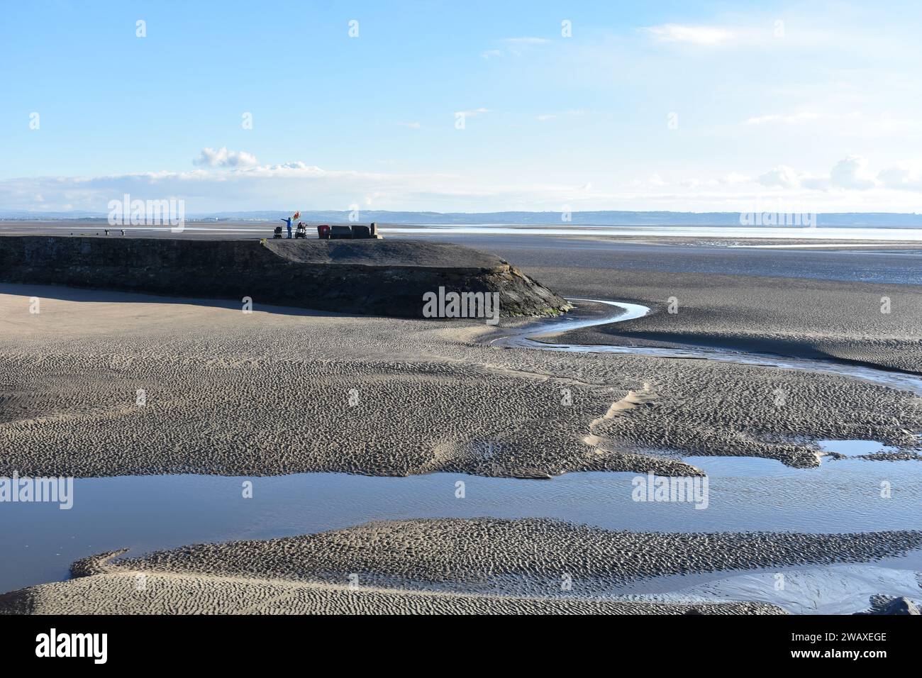 Burry Port harbour wall and east beach, Burry Port, Carmarthenshire ...