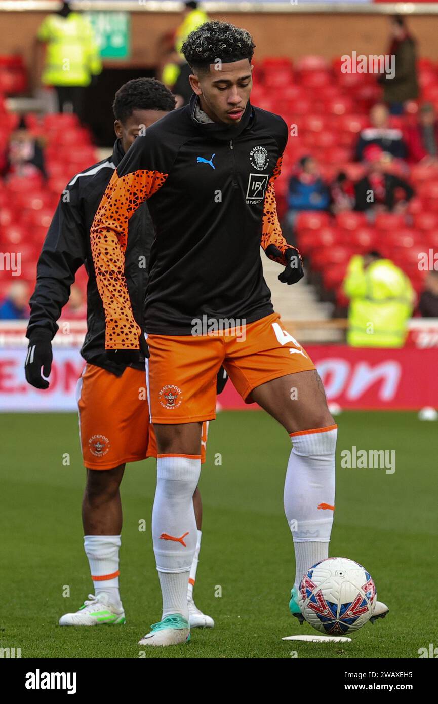 Nottingham, UK. 07th Jan, 2024. Jordan Lawrence-Gabriel of Blackpool in ...