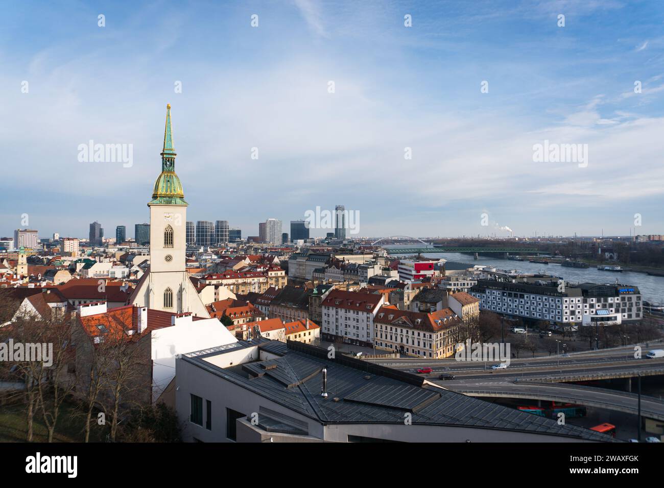 Panorama of Bratislava during the winter. Capital city of Slovakia in ...