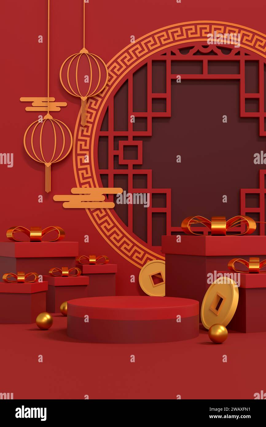 Happy chinese new year 2024 the dragon zodiac sign with red and gold ...