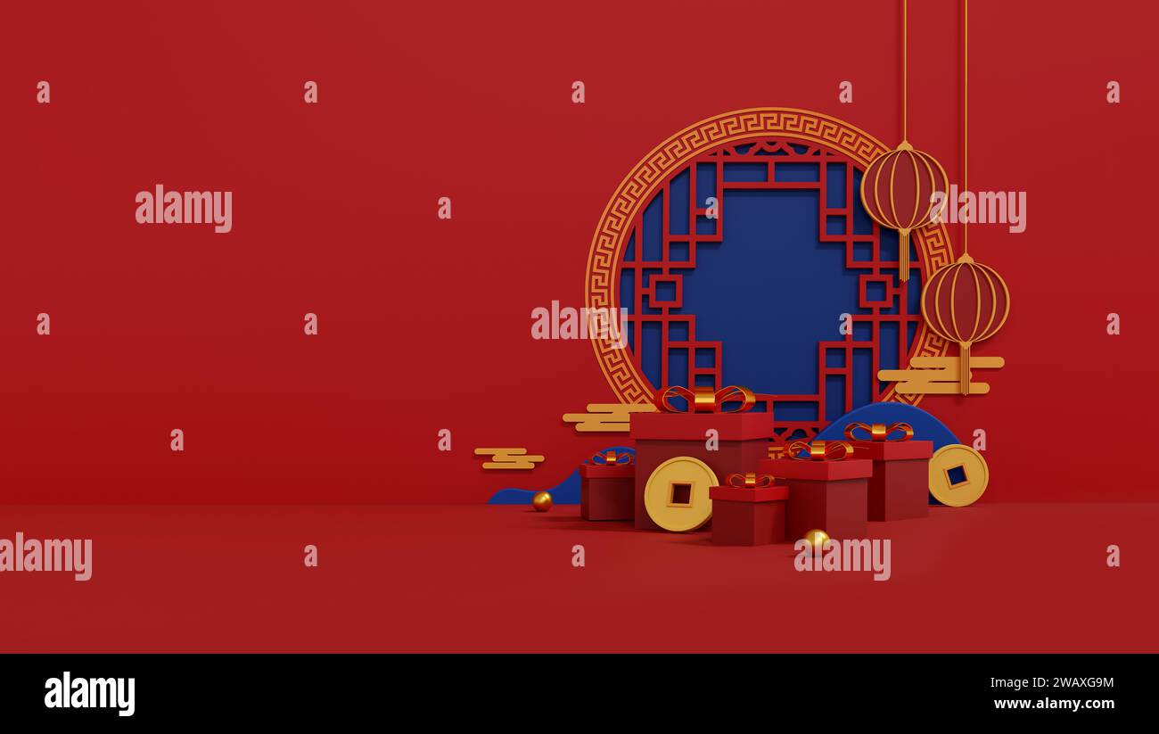 Happy chinese new year 2024 the dragon zodiac sign with red and gold ...