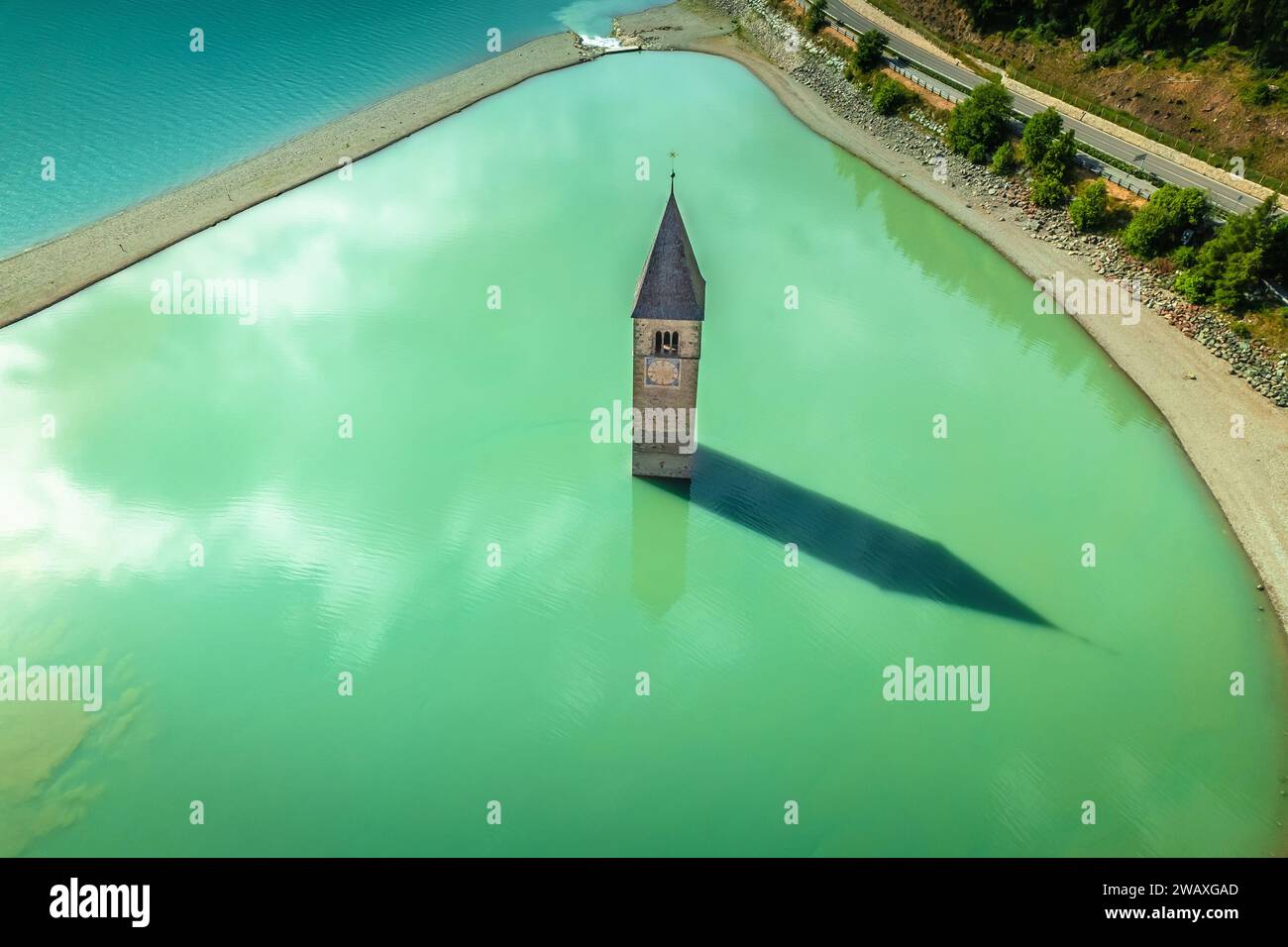 Curon Venosta. Submerged bell Tower in Graun im Vinschgau on Lake ...