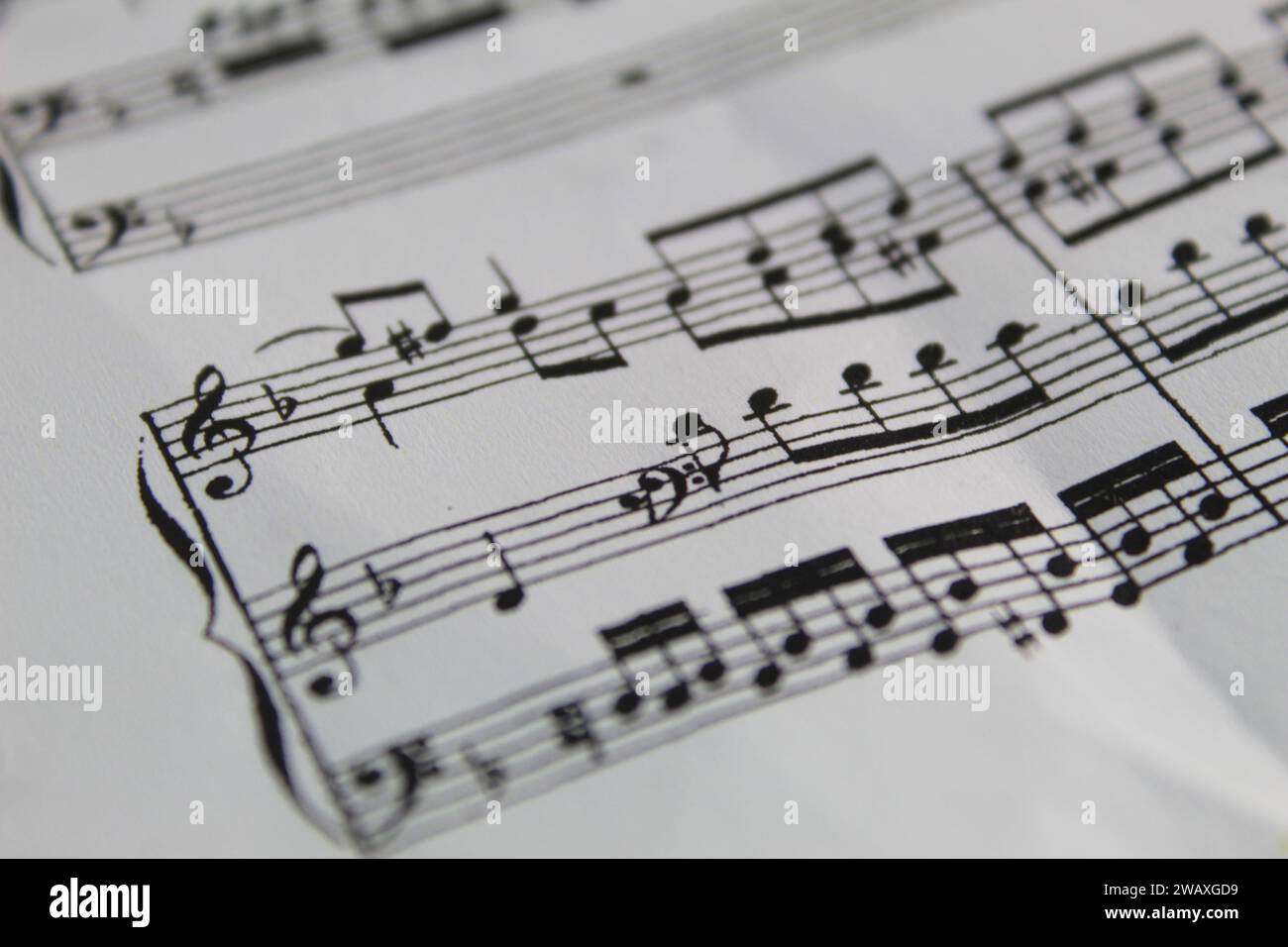 Dublin, Ireland - January 3rd: A close up photo of a white music sheet ...