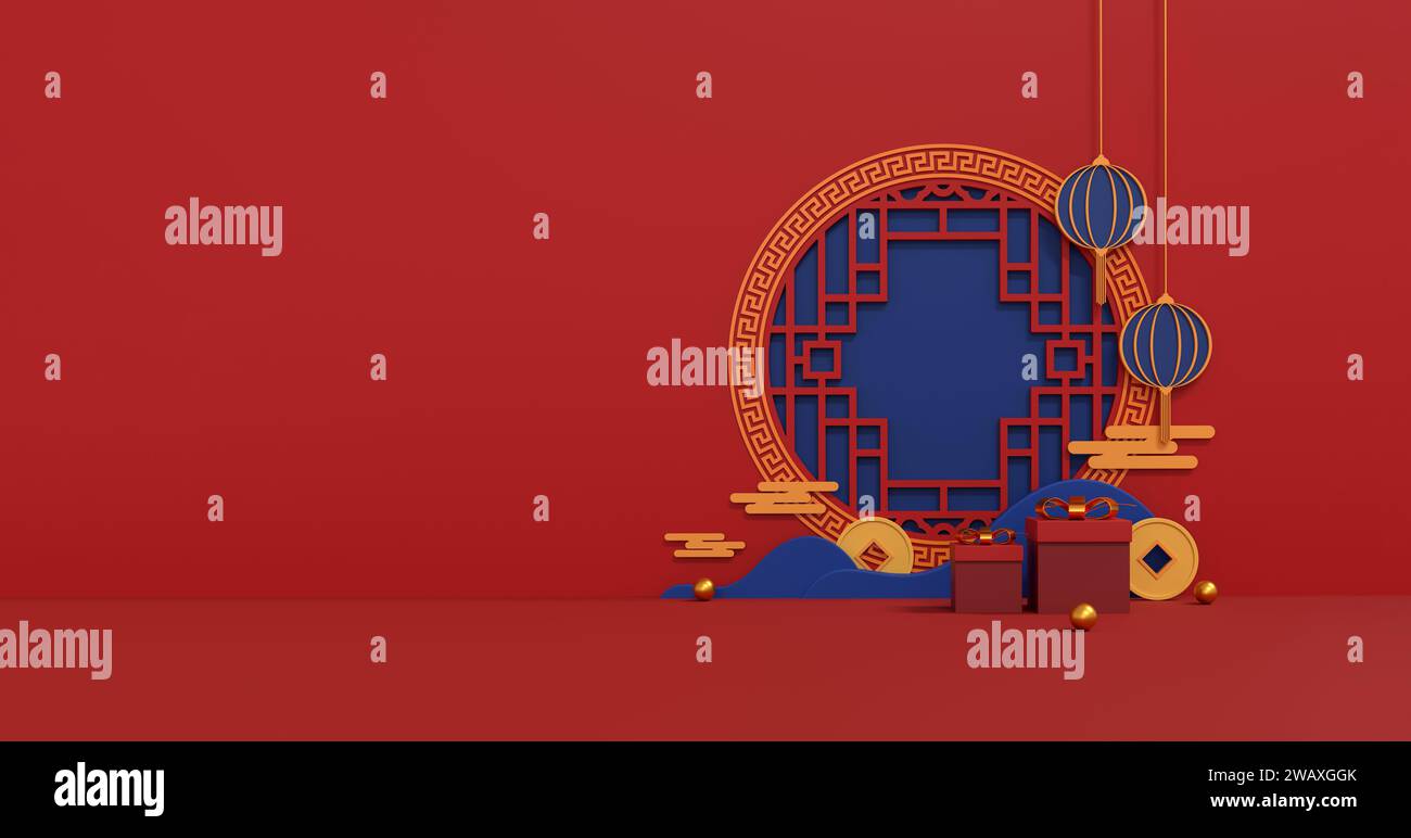 Happy chinese new year 2024 the dragon zodiac sign with red and gold ...