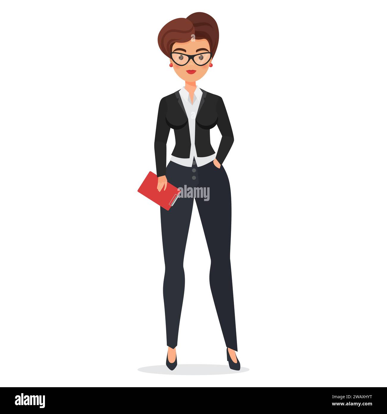 Intelligent elegant business woman with clipboard. Female office ...