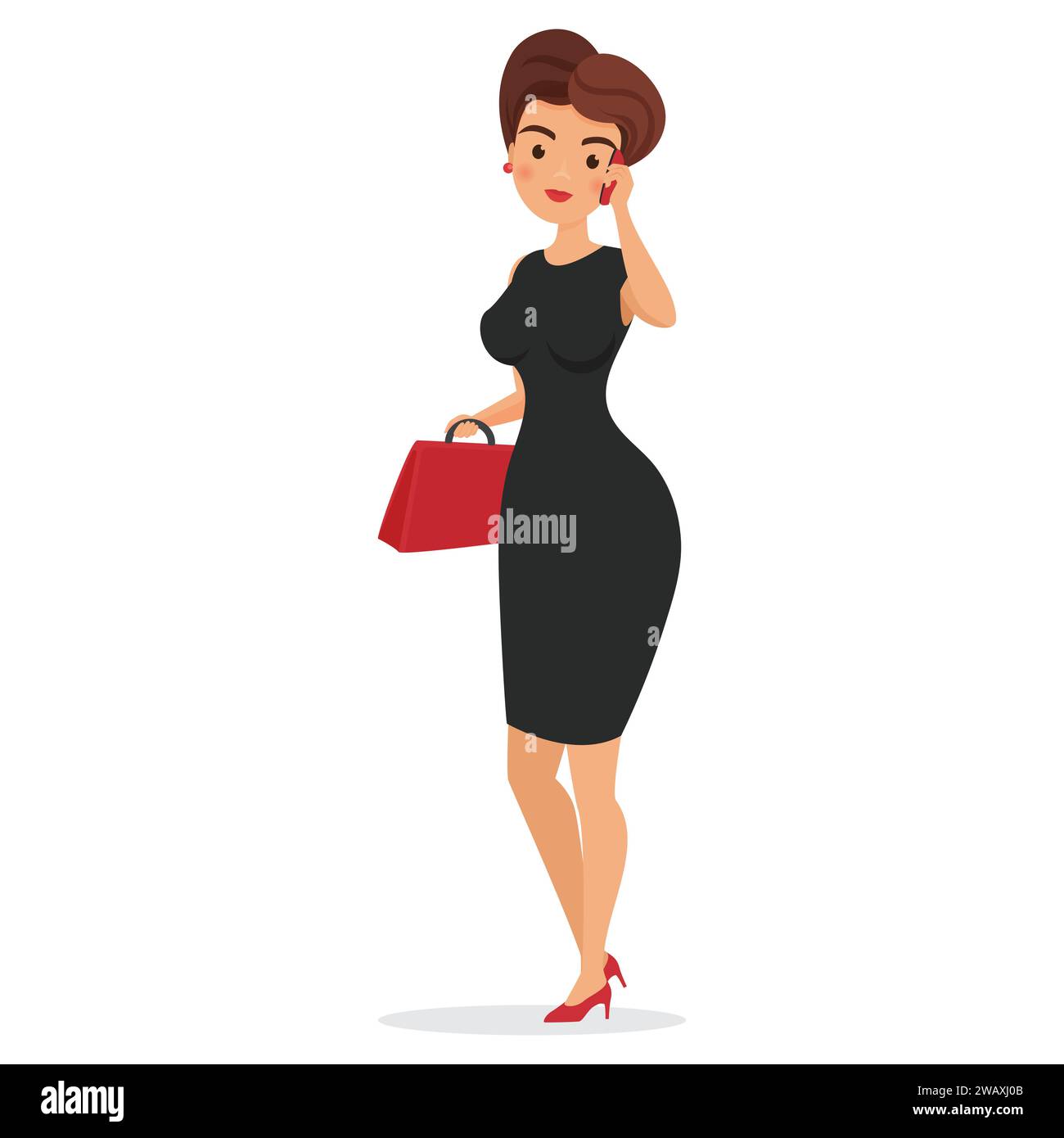 Business woman in elegant black dress. Office director in stylish ...