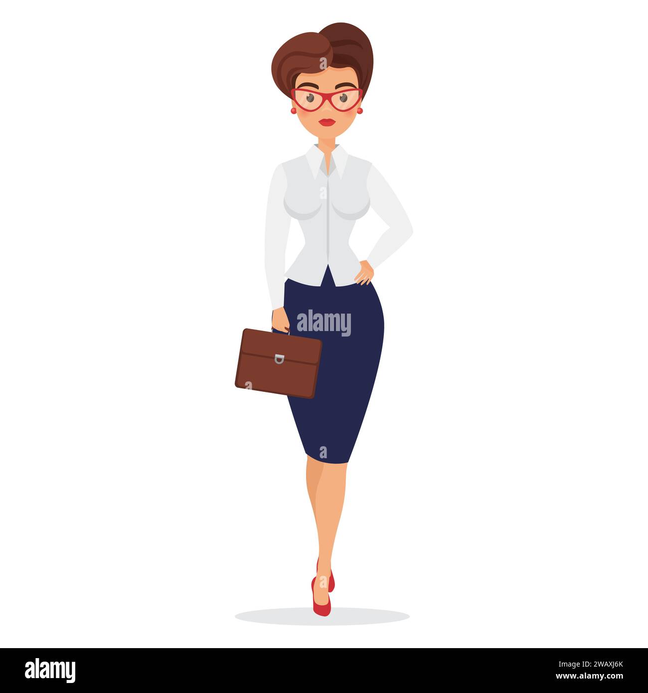 Elegant business woman with suitcase. Classic female office manager ...