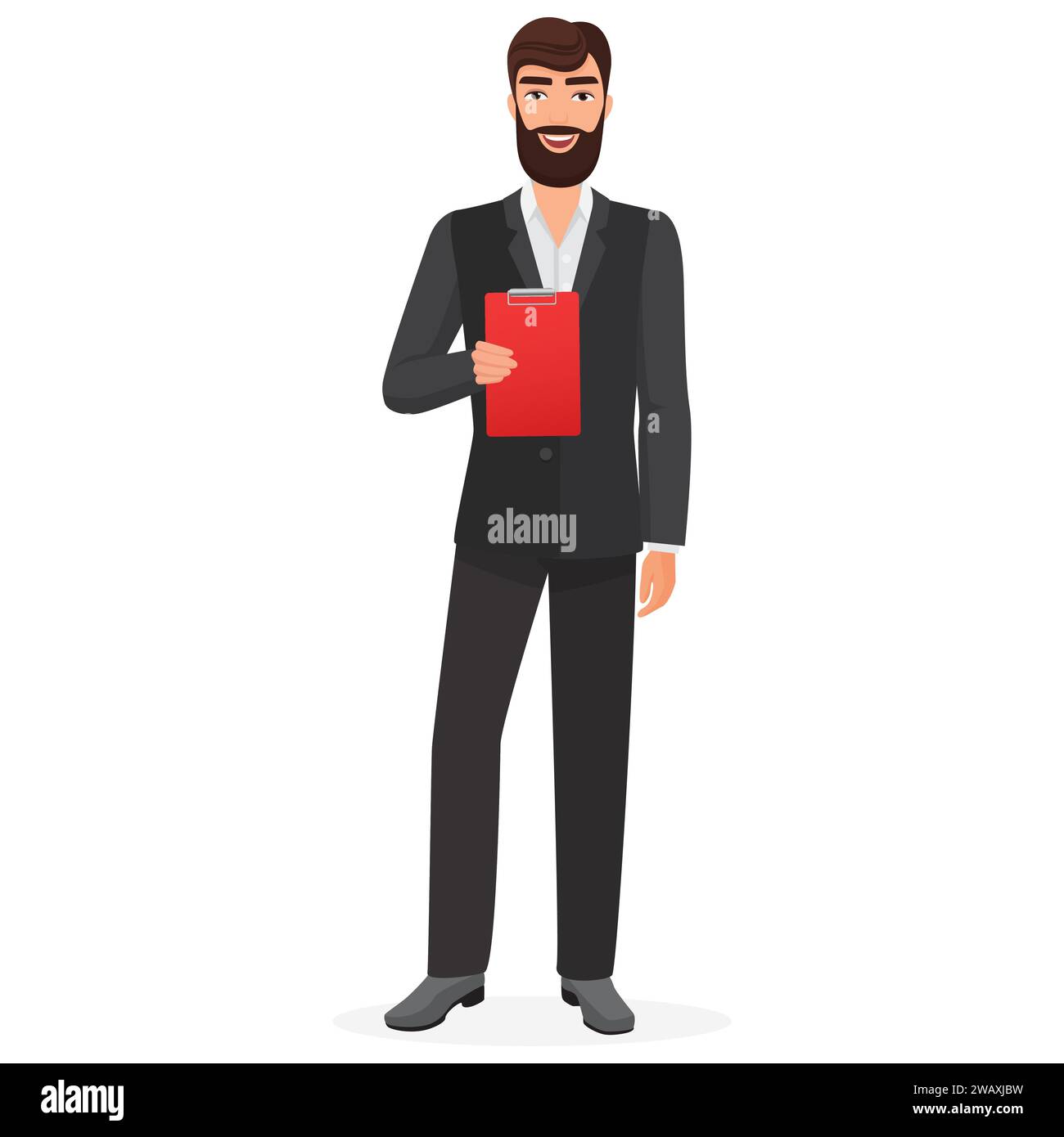 Elegant businessman with clipboard. Confident male company manager ...