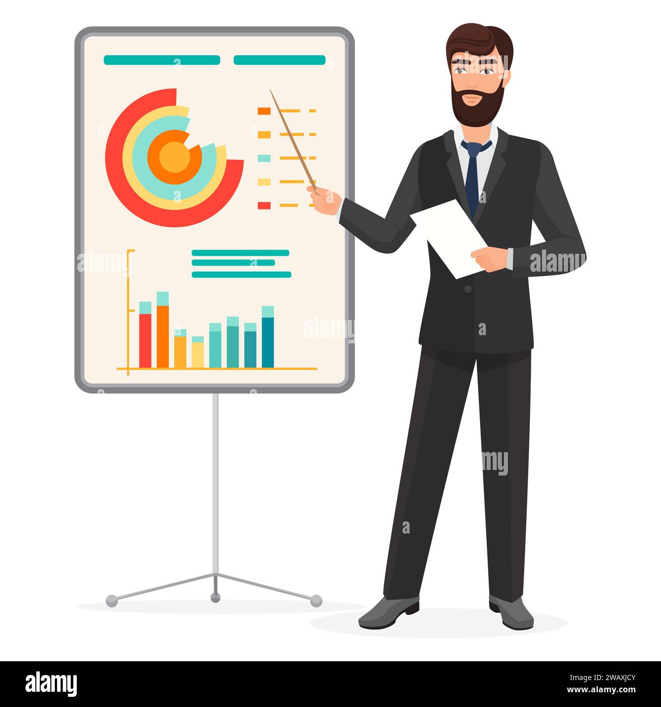 Businessman taking presentation. Elegant manager presenting business ...