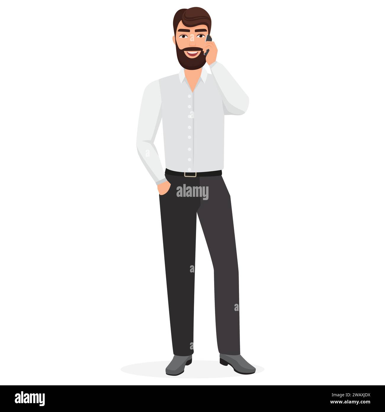 Businessman talking on phone. Elegant office manager calling cartoon ...