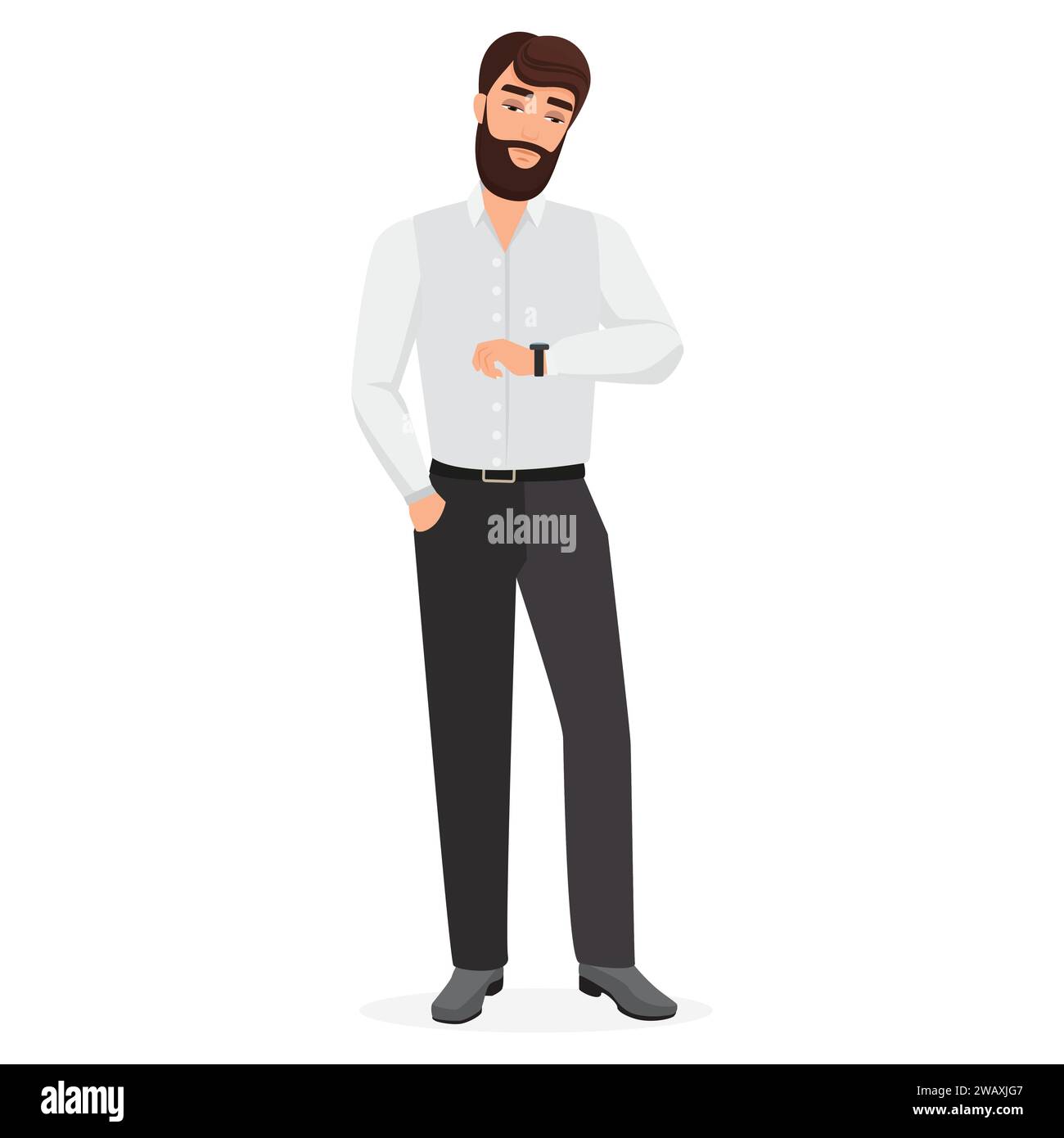 Businessman looking at watch. Waiting office manager in classic outfit ...