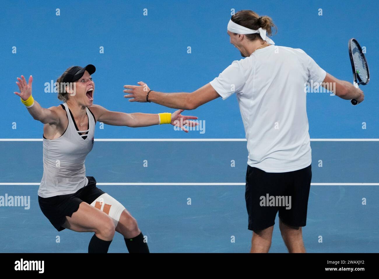 Germany's Laura Siegemund and Alexander Zverev celebrate after ...