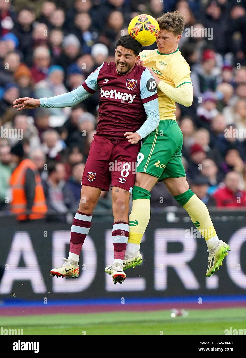 West Ham United's Pablo Fornals (left) and Bristol City's George Tanner ...