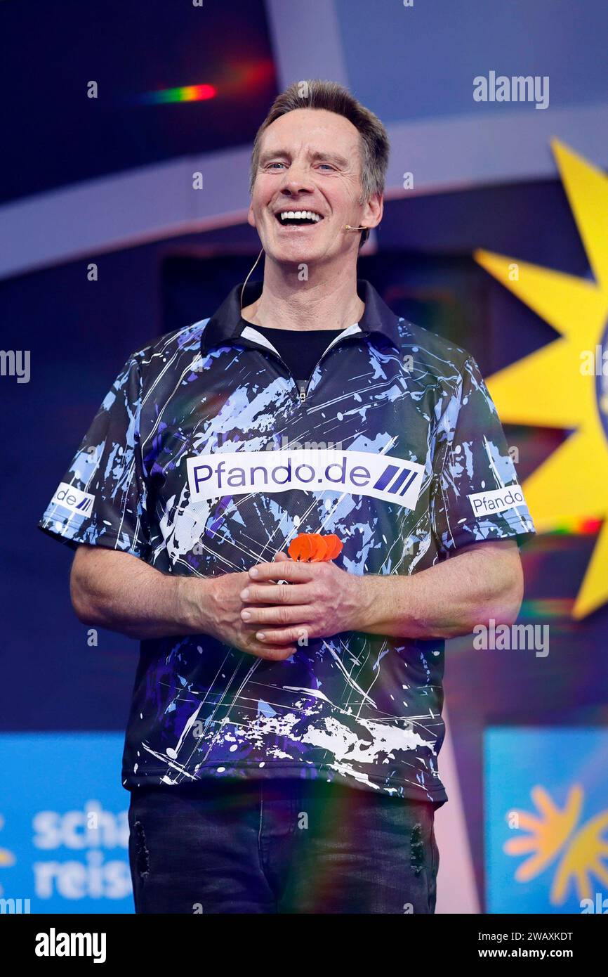Moderator Jürgen Milski bei der Pro7 Promi Darts WM 2024 übertragen von ...