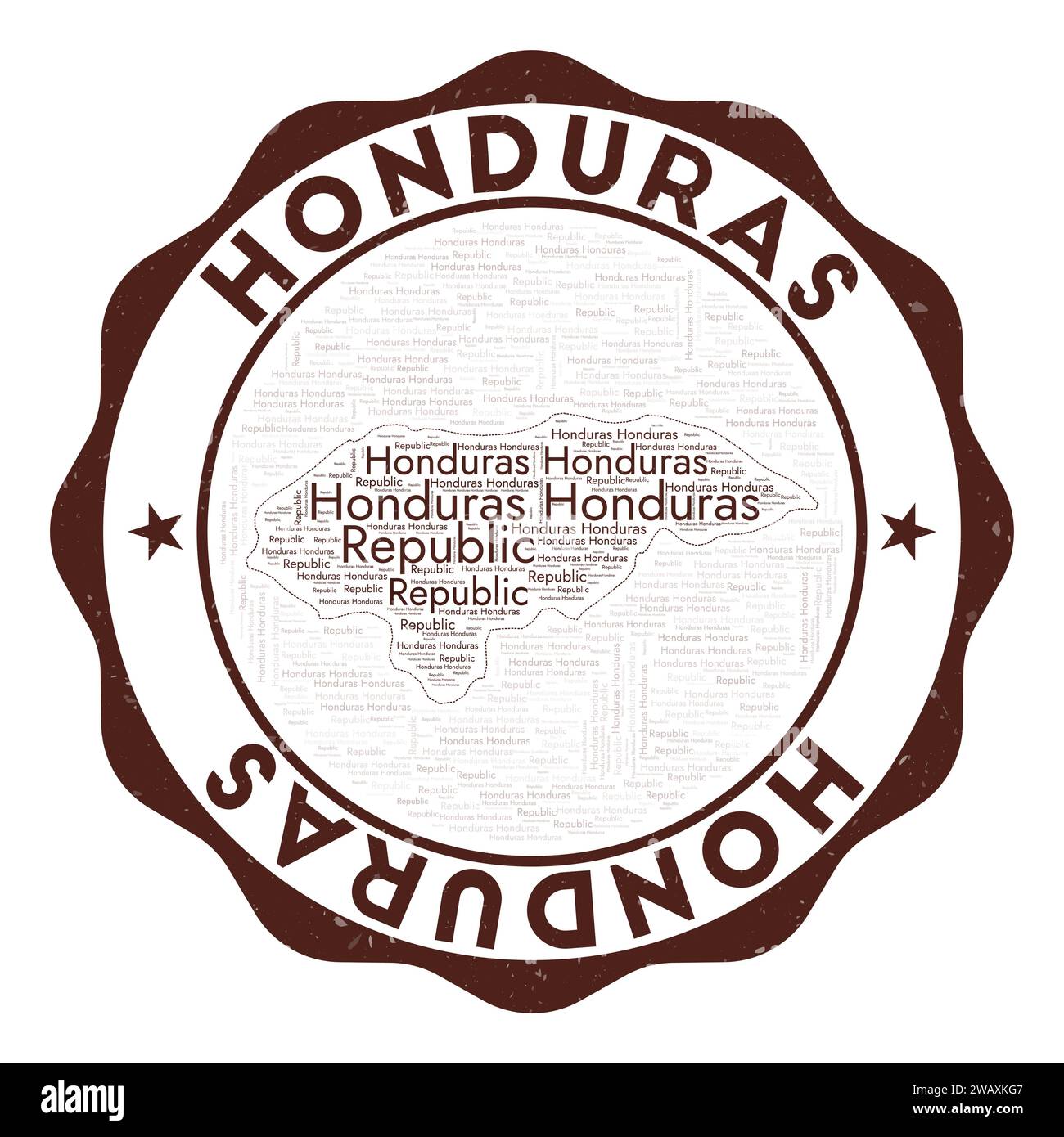 Honduras logo. Attractive country badge with word cloud in the shape of ...