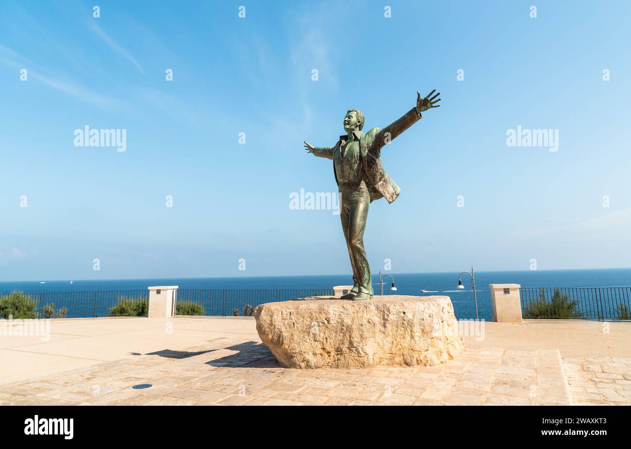 Bronze sculpture to Domenico Modugno, Italian musician and politician ...