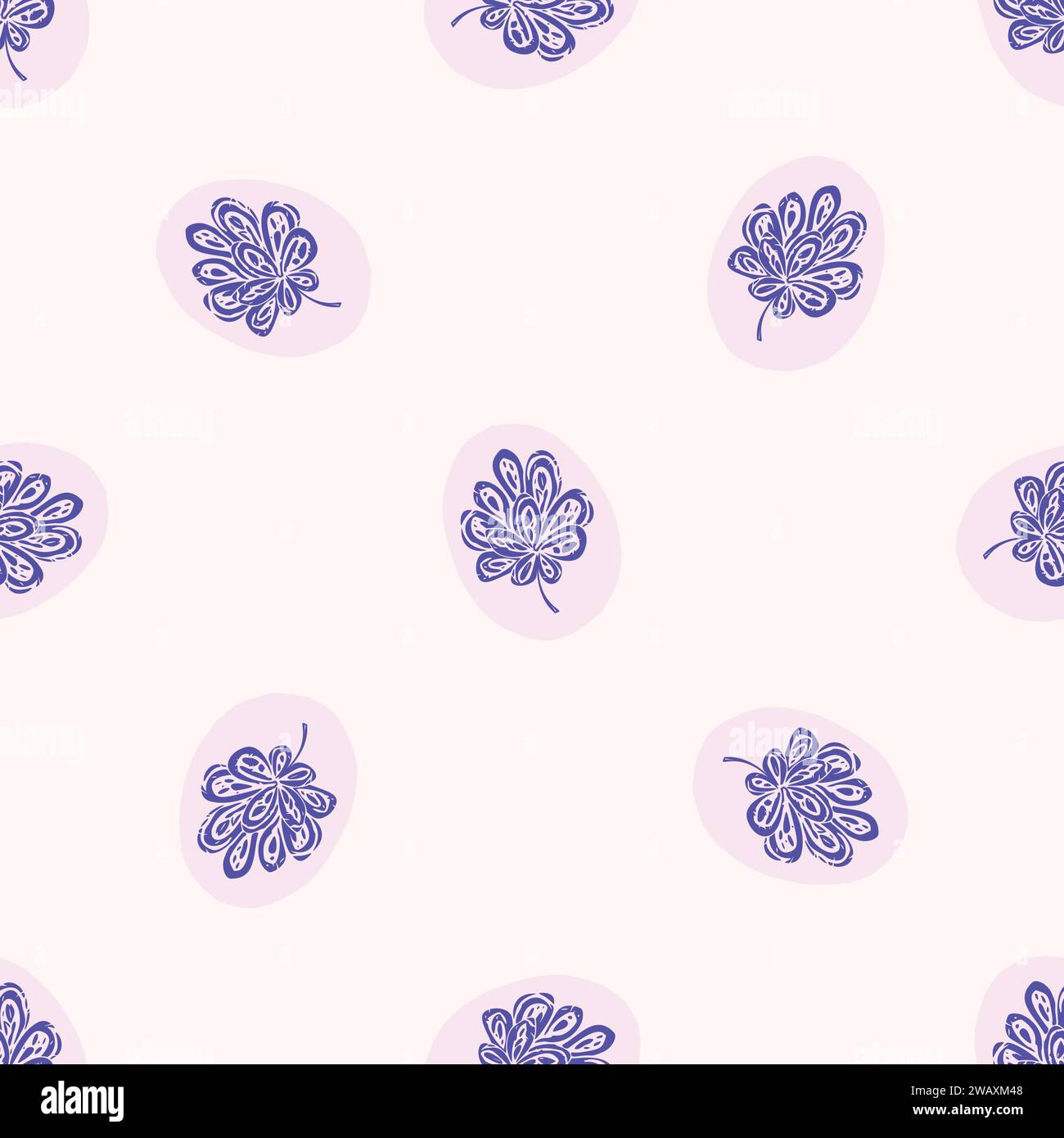 Linocut rural floral folkart seamless vector pattern for block print ...