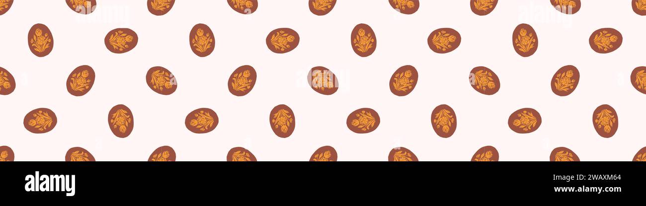 Linocut rural floral folkart seamless vector border for block print ...