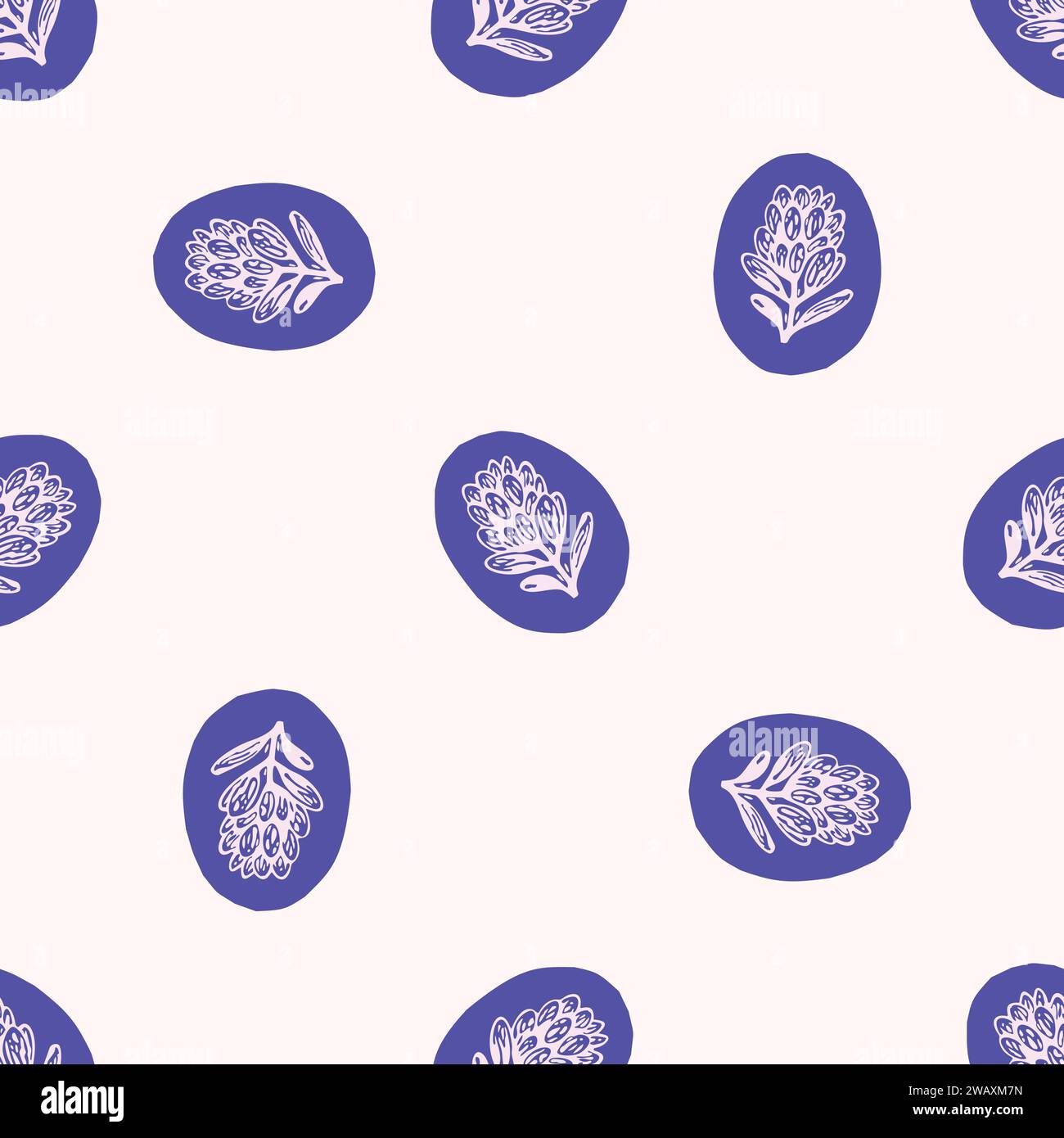 Linocut rural floral folkart seamless vector pattern for block print ...