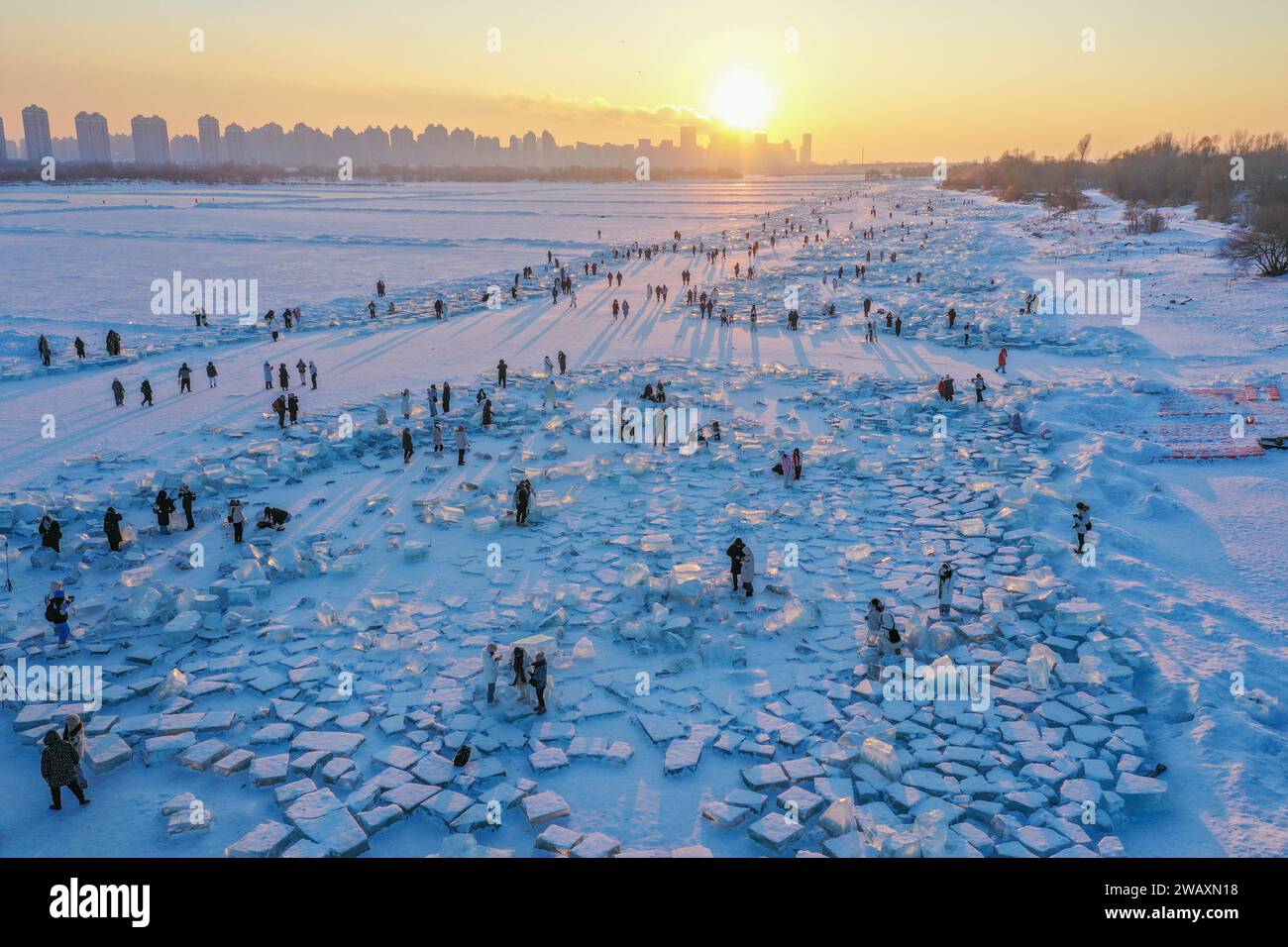 Harbin. 7th Jan, 2024. This aerial photo taken on Jan. 7, 2024 shows ...