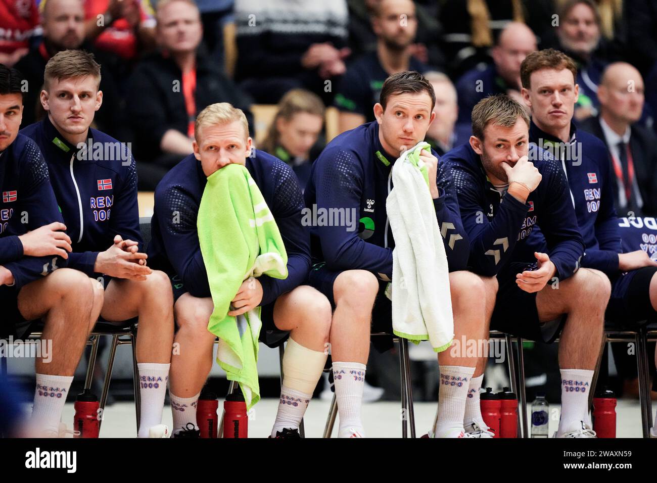 Defeat on Norway's bench during the men's handball match in the ...