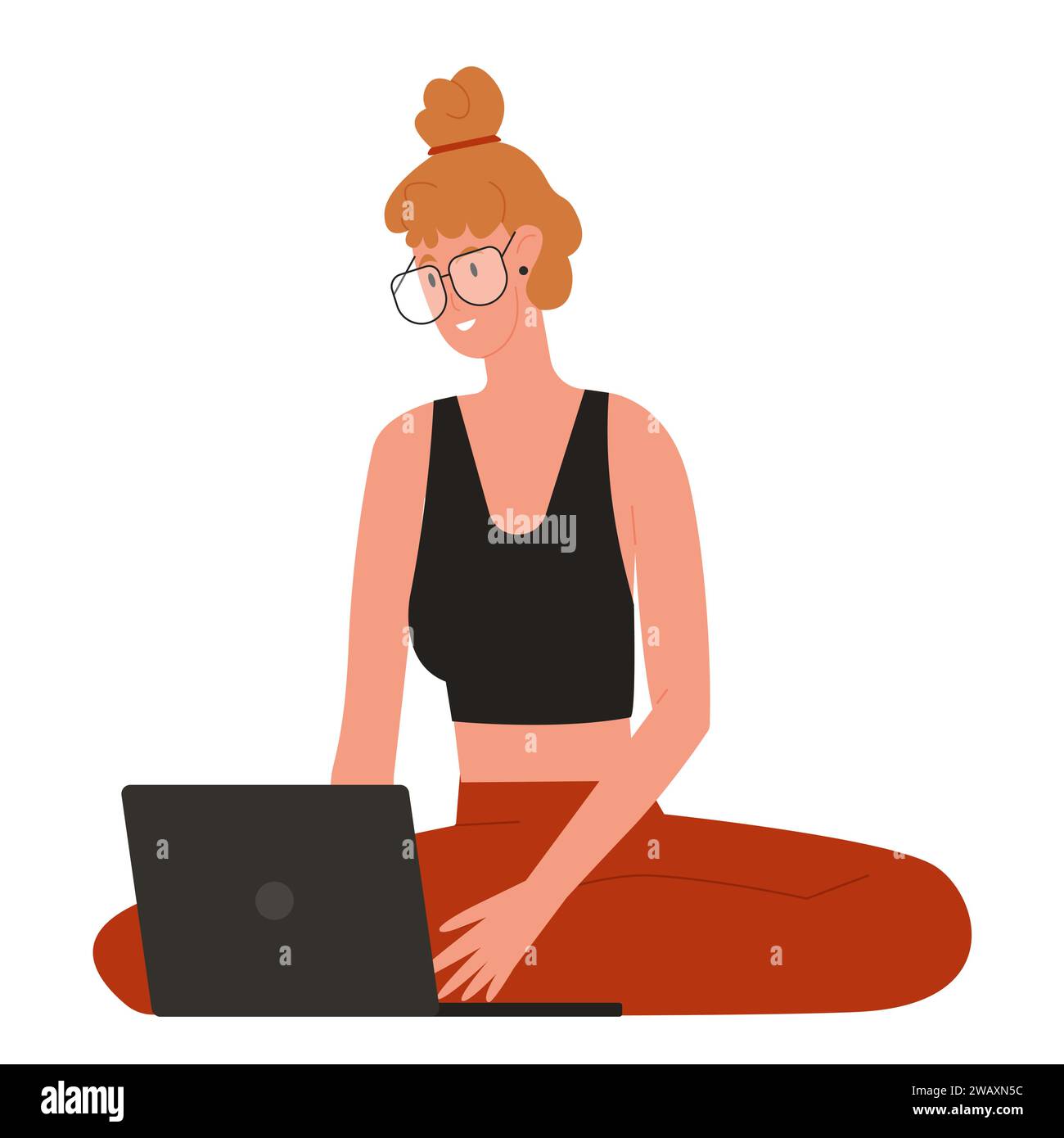 Freelance work in home office, remote job vector illustration. Cartoon ...