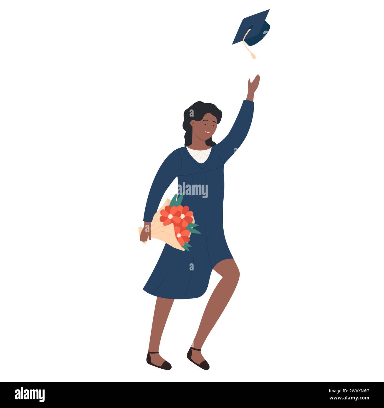 Happy graduate student vector illustration. Cartoon flat young african ...