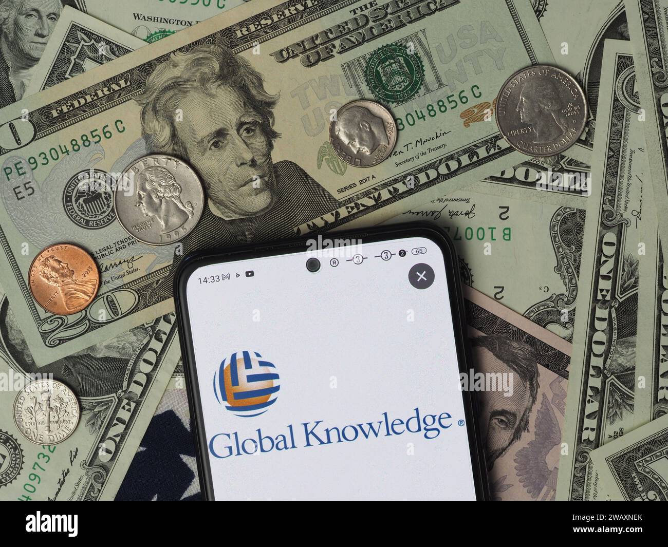 Bavaria, Germany - January 7, 2024: In this photo illustration, a Global Knowledge Network (UK ...