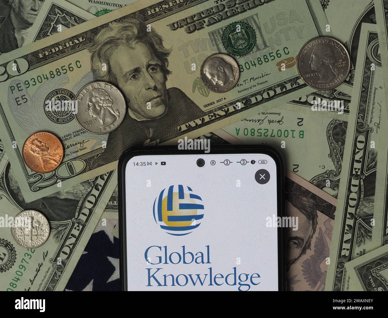 Bavaria, Germany - January 7, 2024: In this photo illustration, a Global Knowledge Network (UK ...