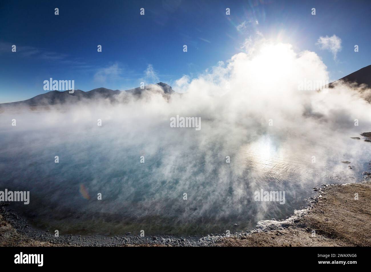 Natural Hot Spring in Atacama desert, Chile, South America Stock Photo ...