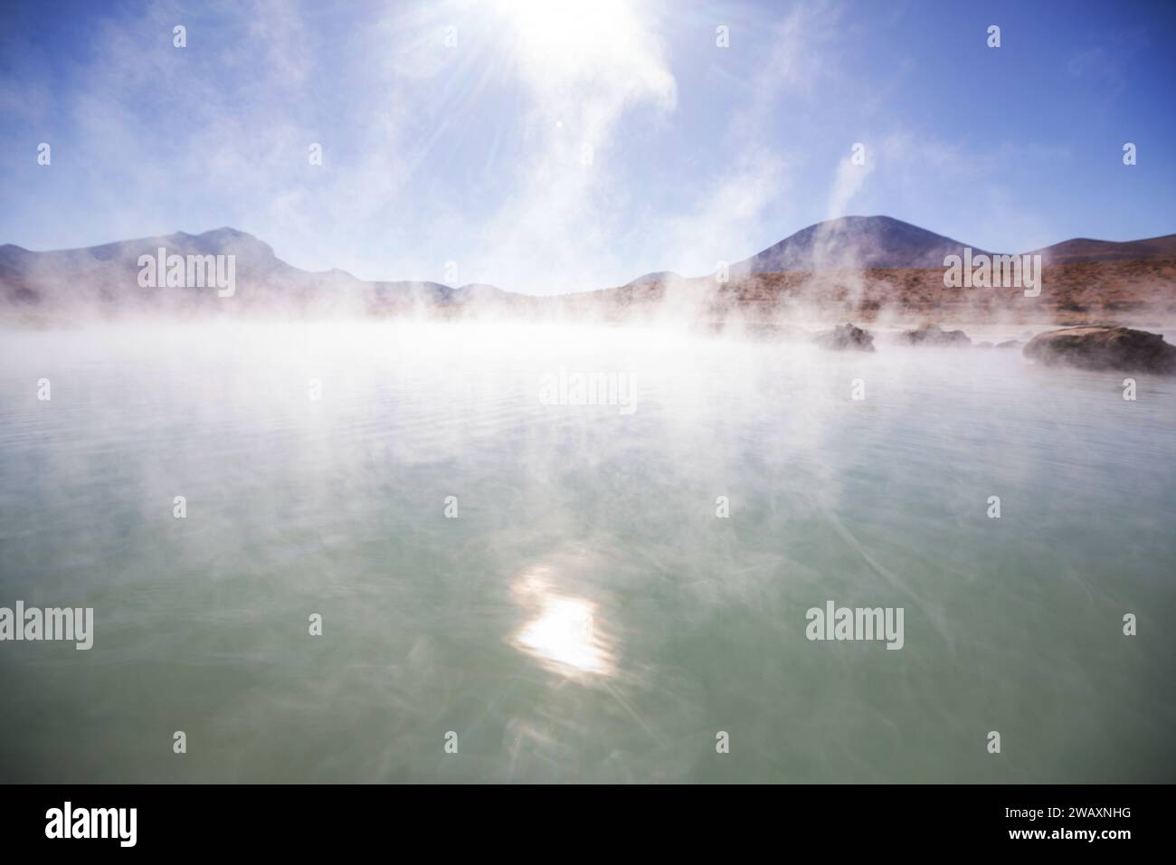 Natural Hot Spring in Atacama desert, Chile, South America Stock Photo ...