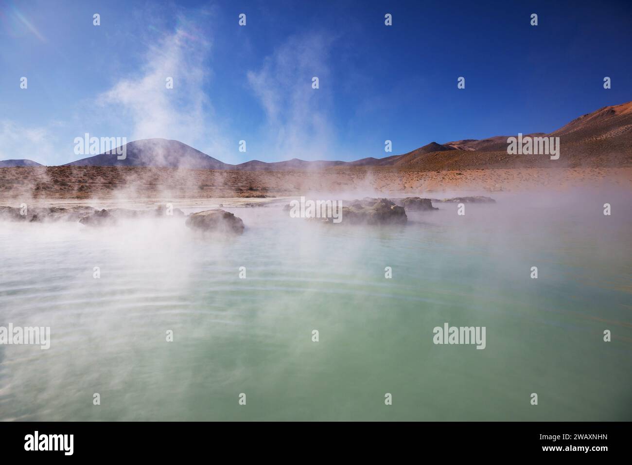 Natural Hot Spring in Atacama desert, Chile, South America Stock Photo ...