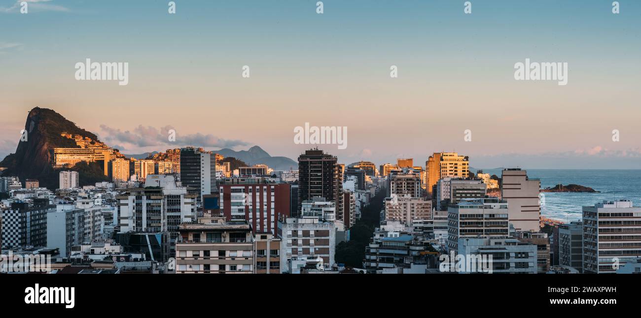 Aerial panoramic view of buildings in Ipanema in Rio de Janeiro, Brazil ...