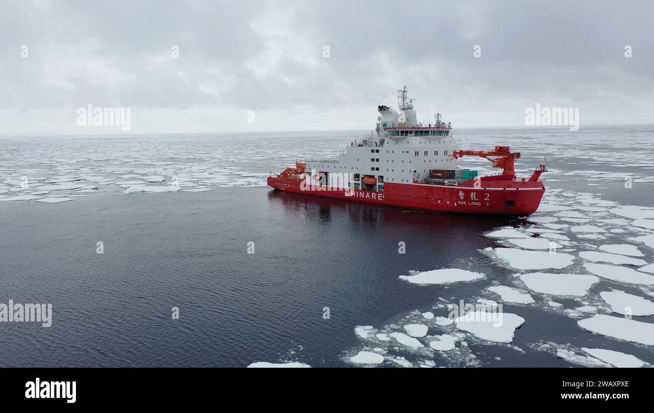 Aboard Xuelong 2. 7th Jan, 2024. This aerial photo taken on Jan. 6 ...
