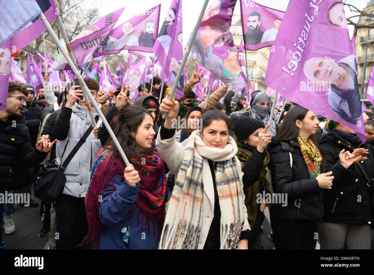 Demonstration in tribute to the six Kurds killed in Paris, in December ...