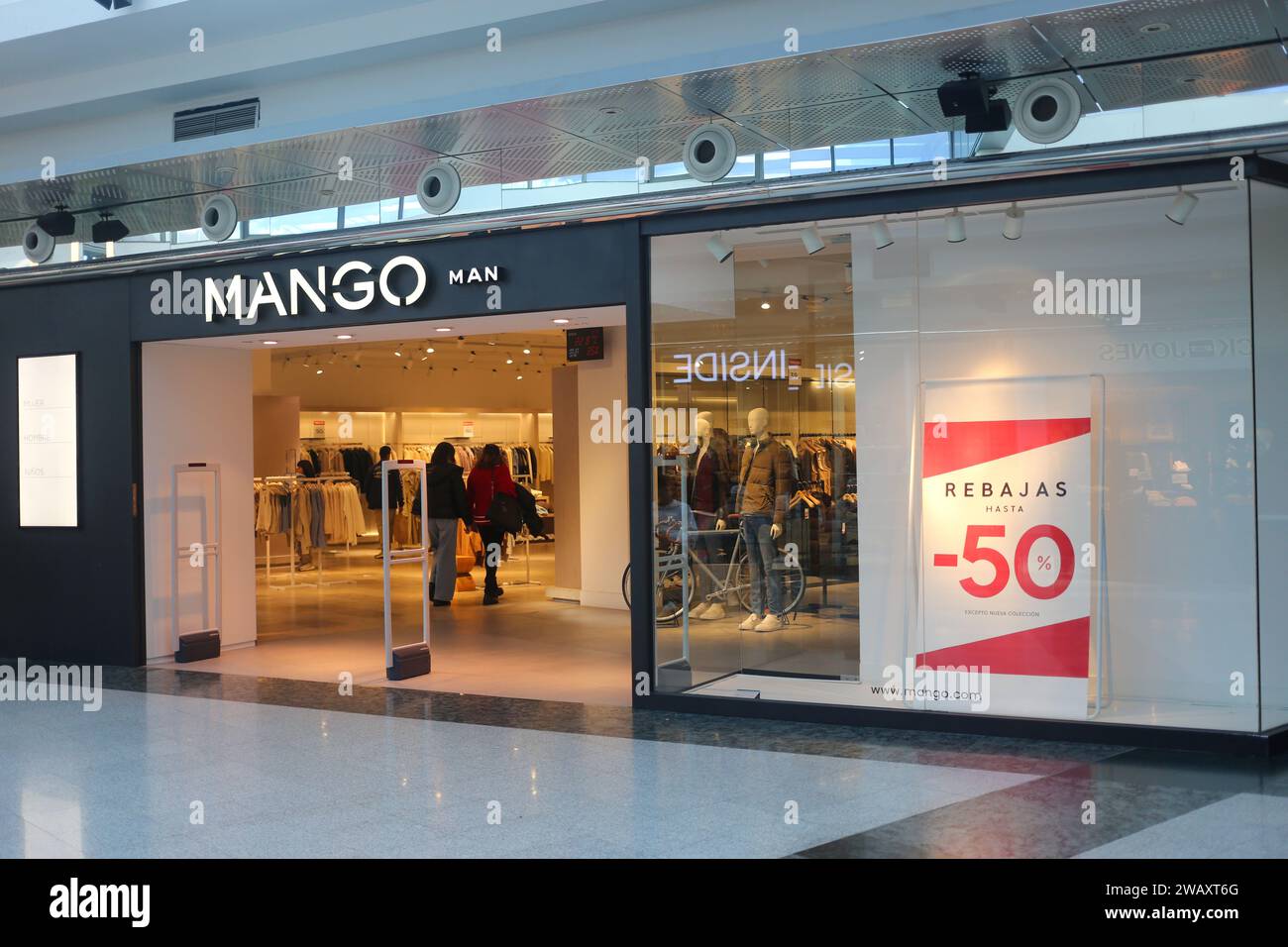 Paredes, Spain, January 07th, 2024: The entrance of the Mango Men store ...