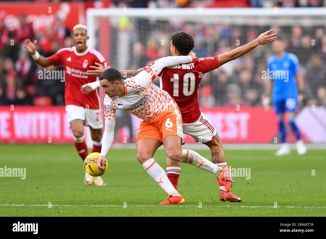 Nottingham on Sunday 7th January 2024. Oliver Norburn of Blackpool ...