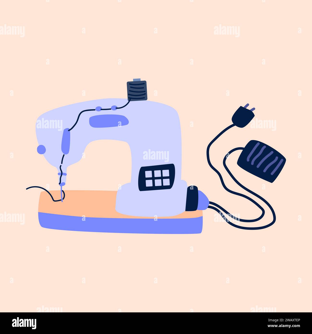 Vector Hand drawn sewing machine icon. Vector illustration on peach ...